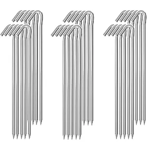 MySit 9" Tent Stakes Inflatable Stake 30 Pack, Heavy Duty Galvanized Metal Tent Pegs Garden Staples Ground Pins Camping Fence Hooks for Inflatables, Outdoor Garden Christmas Decorations, Trap