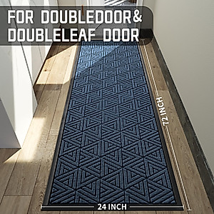 Yimobra Front Door Mat Outside Entrance 72 x 24, Waterproof and Washable Outdoor Mat, Non Slip Rubber Backing, Heavy Duty Welcome Matt for Home Entry Floor Porch Garage Office, Low Profile, Blue