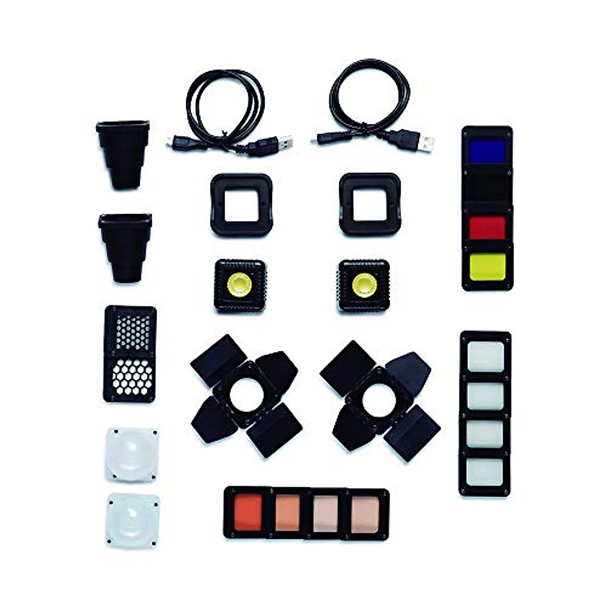 Lume Cube 1.0 - Professional Lighting Kit, 22-Piece LED Lighting Kit with Diffusion and Gels for On & Off Camera Video and Photography