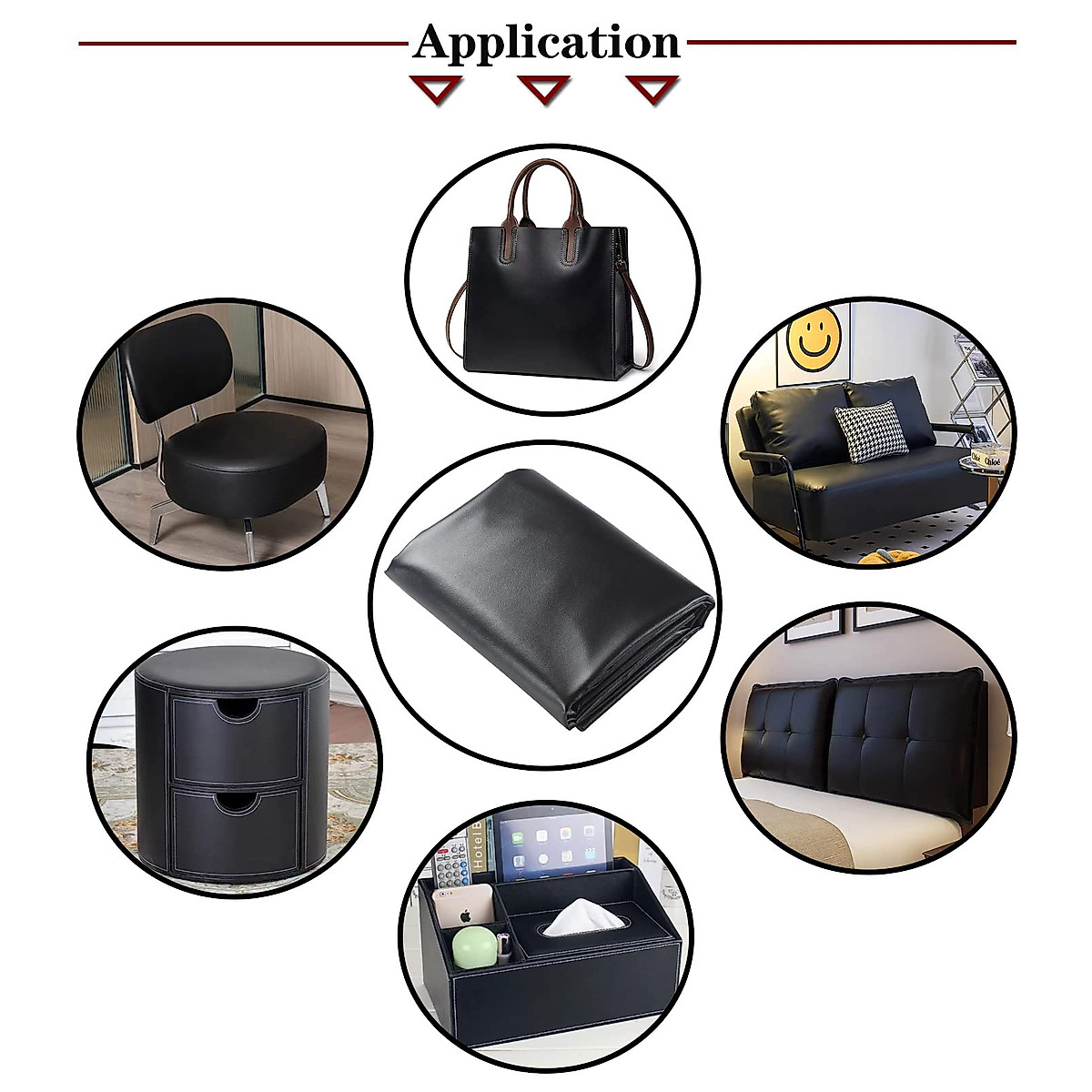 Picheng Vinyl Faux Leather Sheets: Black Smooth Faux Leather Fabric Waterproof 54" x 36" Vinyl Upholstery Leather Soft Synthetic for Upholstery Car, Bags,DIY Crafts (Black)