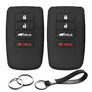 INFIPAR 2pcs Compatible with Acura ILX MDX RDX RLX TLX NSX 4 Buttons KR5V1X Smart Black Key Fob Cover Case Key Chain Protector Keyless Holder
