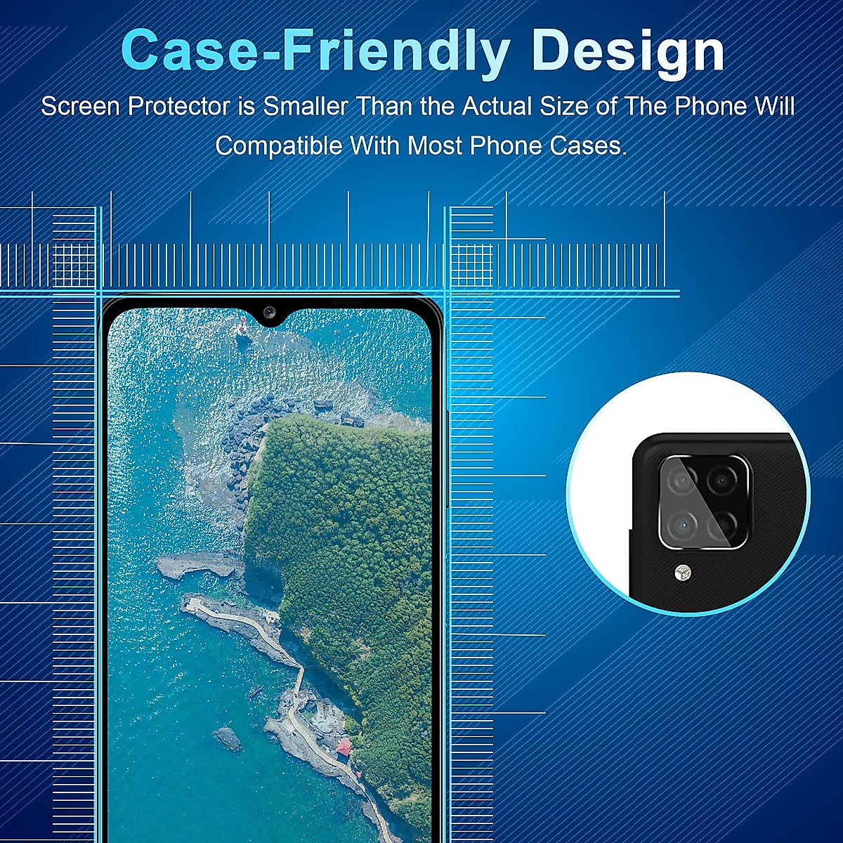 CWQZGUF Galaxy A12 Screen Protector 【2+2 Pack】 Camera Lens Protector, Fingerprint Unlock Support, HD Tempered Glass, Touch Sensitive, Anti Scratch, for Samsung A12 5G Glass Screen Protector