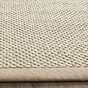SAFAVIEH Natural Fiber Collection Area Rug - 8' x 10', Marble & Khaki, Border Sisal Design, Easy Care, Ideal for High Traffic Areas in Living Room, Bedroom (NF143E)