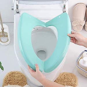 HEALLILY Folding Toilet Pad for Home Travel Potty Seat Washable Folding Safe Healthy Travel Pad Training Tool Toilet Seat Cover Seat Cushion for Adult and Kids (Green)