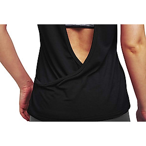 Mippo Women's Open Back Workout Tank Top - Yoga, Athletic, Tennis, Muscle, Black M
