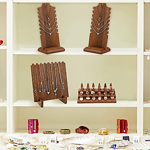 Jerify 4 Pieces Wood Necklace Display Holder Wood Plank Necklace Jewelry Display Ring Display for Selling Necklace Holder Stand Finger Ring Display for Jewelry Showcase Storage Home Display