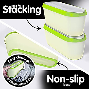 SUMO Ice Cream Containers for Homemade Ice Cream - 2 Ice Cream Containers - 1.5 Quart Each - Green