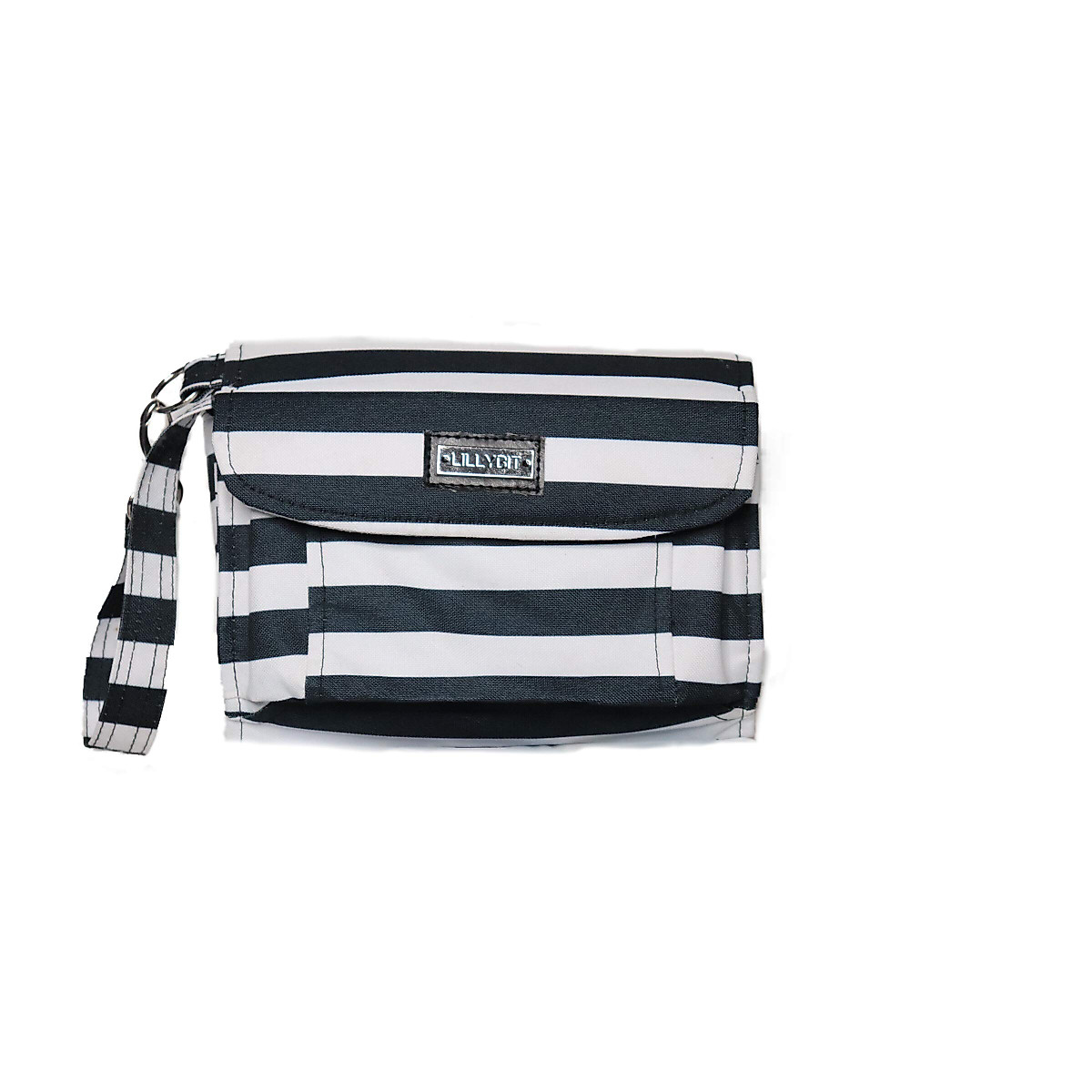 LillyBit Uptown Diaper Clutch (Black and White Stripes)