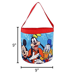 Mickey and Friends Collapsible Nylon Basket Bucket Tote Bag (One Size, Blue)