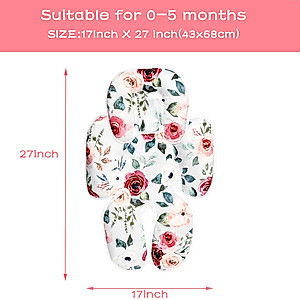 CARUILI 2-in-1 Infant Car Seat Insert for Newborn, Car Seat Head Support Baby Girls Boys, Extra Soft Preemie Carseat Head Support Cushion Pillow for Baby Car Seats, Strollers, Bouncers, Floral