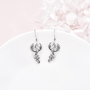 Yafeini Rising Phoenix Dangling Earrings 925 Sterling Silver Bird Phoenix Earrings Jewelry Gifts for Women