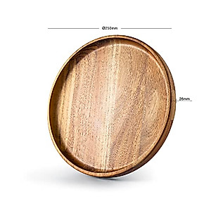 JF JAMES.F Round Serving Wooden Tray Decor Wood Tray charcuterie Boards Serving Tray Applicable to Dining Room and Living Room Diameter 25 * 2.8cm 0.5kg