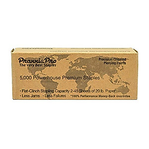 PraxxisPro Powerhouse Premium Staples, 26/6, Full-Strip Chisel Pointed Staples, 2 to 45 Sheets, for Powerhouse Electric Stapler and All Standard Staplers - for Office and Home Use (10,000)