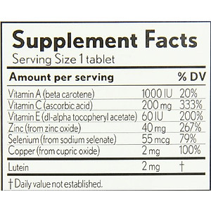 Bausch & Lomb Ocuvite Vitamin and Mineral Supplement for Eyes with Lutein Tablets, 240-Count