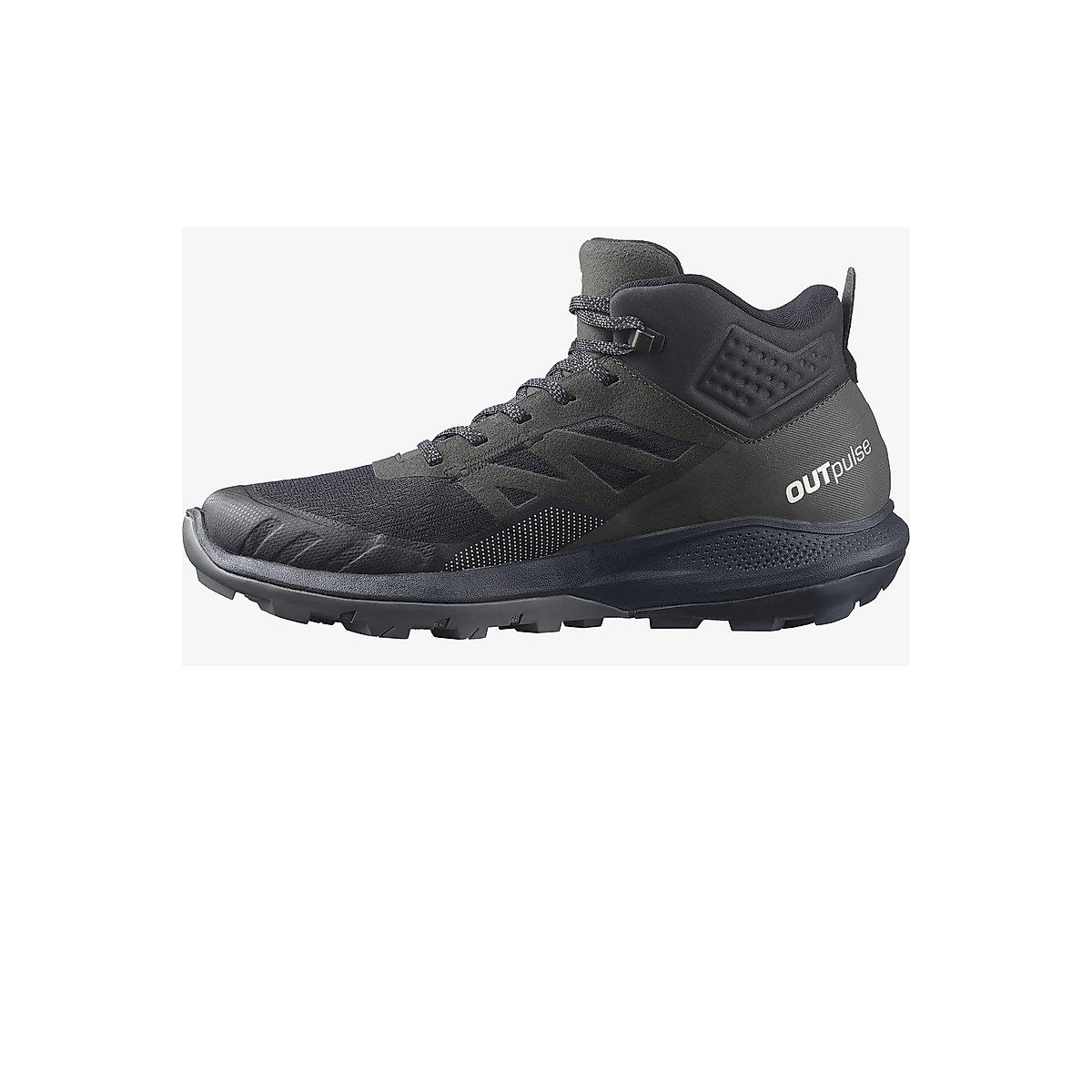 Salomon Men's OUTPULSE Mid Gore-Tex Hiking Boots for Men, Black/Ebony/Vanilla Ice, 11