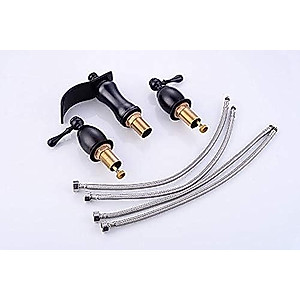 Kitchen & Bath Fixtures Taps Faucet,EuropUPC Black Ancient Basin Three-Hole Faucet Retro Wash Basin Faucet Bathroom Three-Piece Hot and Cold Waterfall Faucet