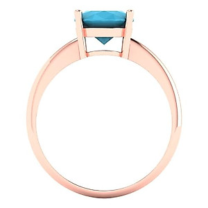 Clara Pucci 2.5ct Oval Cut Solitaire Simulated Turquoise Engagement Wedding Bridal Promise Anniversary Ring 18K Rose Gold Size 6.25