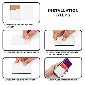 RYTOO Sublimation Blanks Phone Wallet - PU Leather Card Holder for Back of Phone Stick on iPhone Android HTV Friendly DIY Blanks for Vinyl Projects (White PU Leather)