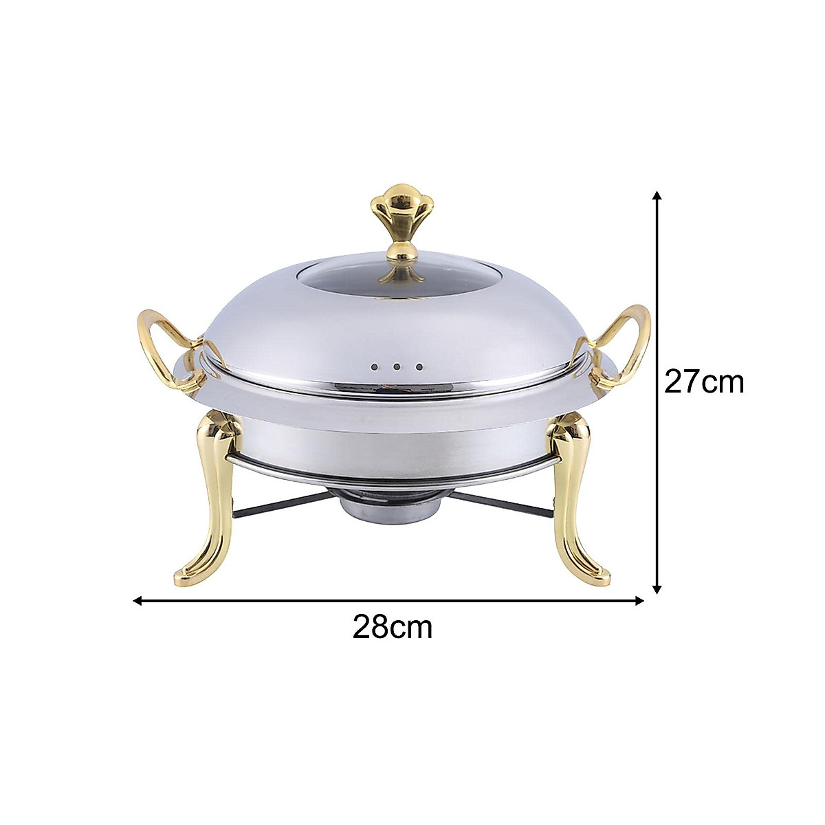 Baoblaze Buffet Warmer Solid Fuel Boiler Anti Scald with Lids Catering Warmer Set Fuel Stove for Kitchenware Cooking Utensil Outdoor Backpacking, Aureate
