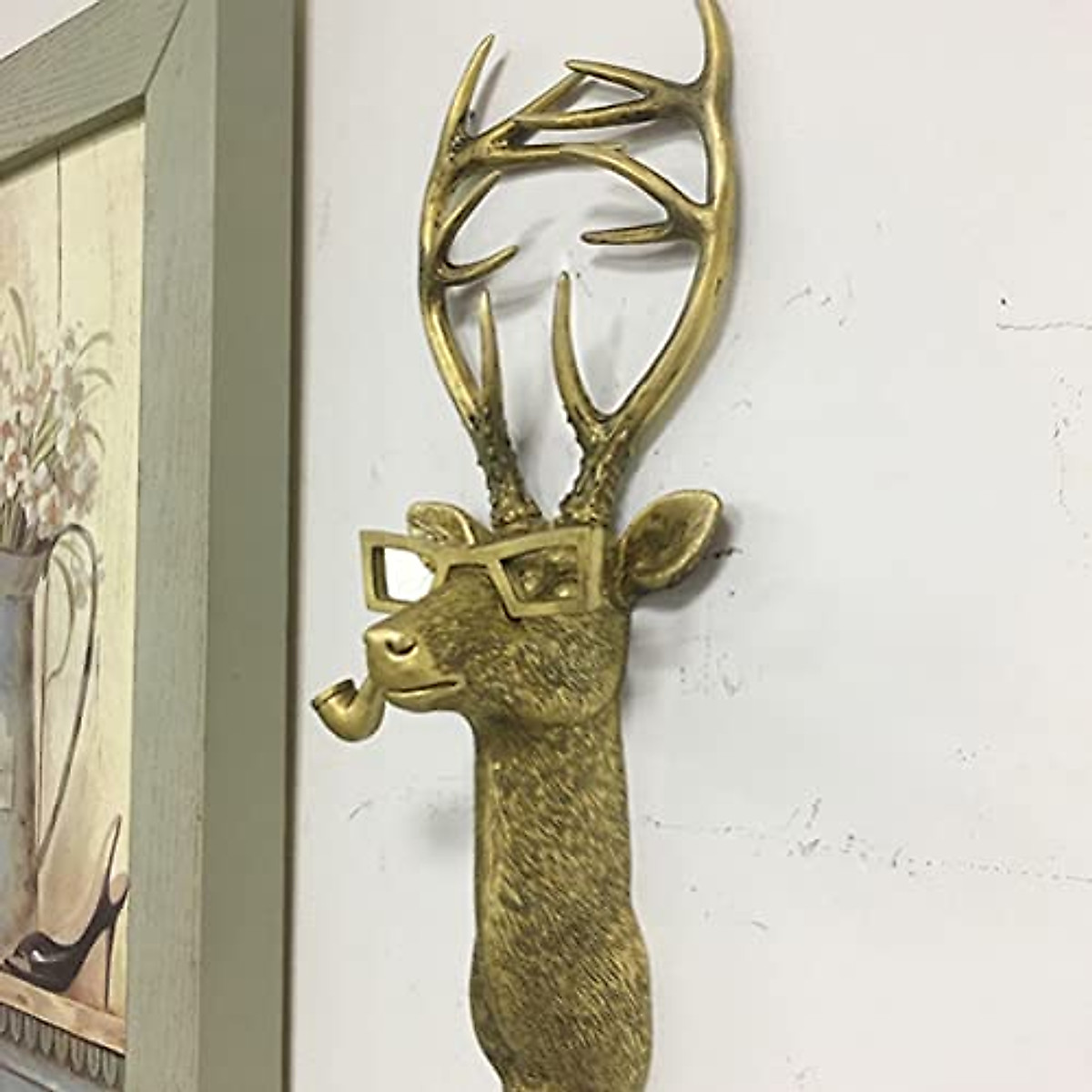 Fdit Head Wall Decor, Wall Art Decor Deer Head Wall Hanging, Home Decor Waterproof Bronzed Resin Animal Hanging Sculpture Sunscreen Animal Head Wall Hanging Ornaments (Rabbit)