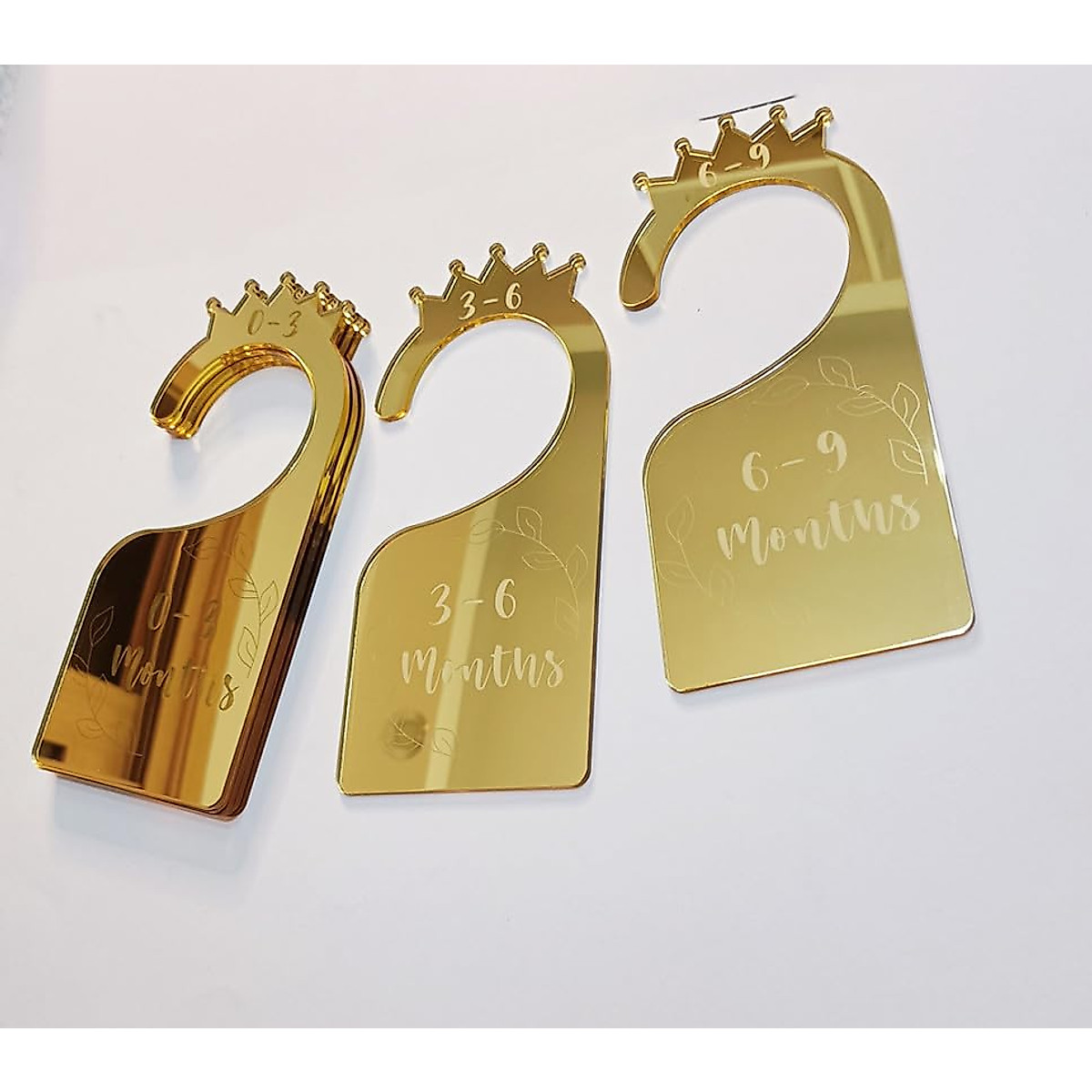 Baby Closet Dividers,Set of 7 Acrylic Mirror Baby Clothes Organizers for Wardrobe Closet Home Nursery from Newborn to 24 Months (Gold Mirror, Model 2)