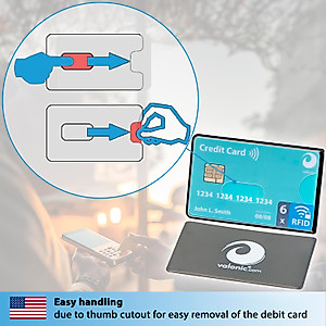 valonic Set of 6 RFID Blocking Sleeves - Transparent Front, Credit Card Protector Sleeve for Wallet - Protection Block for Debit Card, Passport and Metro Card