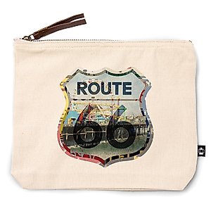 Lantern Press Santa Monica, California, Route 66 License Plates, Pier, 100% Cotton Zipper Pouch, Travel Accessory, Go Bag