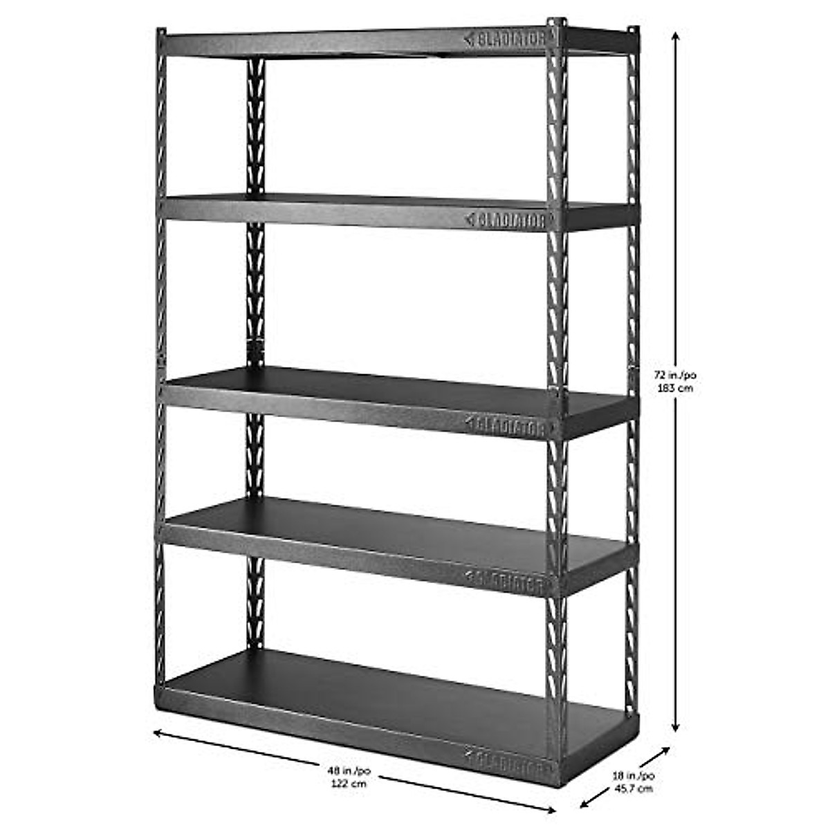 Gladiator 48" Wide EZ Connect Rack with Five 18" Deep Shelves