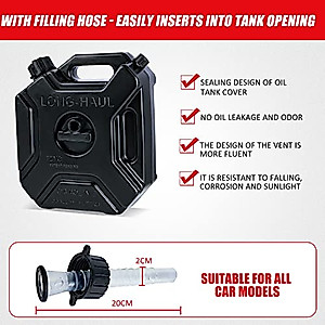 5L Emergency Backup Gas Can 1.3 Gallon Petrol Diesel Storage Gas Tank Fuel Container with lock & key Black Compatible With Motorcycle SUV ATV Most Cars Yacht