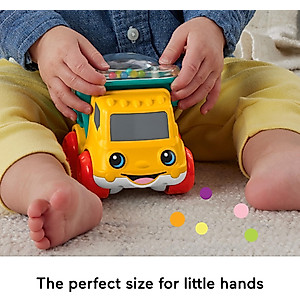 Fisher-Price Baby Toy Poppity Pop Dump Truck Push-Along Vehicle with Fine Motor Activities For Infants Ages 6+ Months