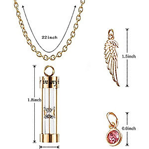 Misooky Urn Necklace for Ashes Keepsake Hourglass Memorial Cremation Jewelry for Human Women Men Ashes(Hourglass-Golden) …