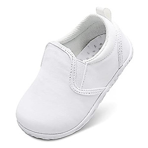 FEETCITY Baby First Walking Shoes Infant Sneakers Boys Girls Anti-Slip Crib Shoes 6-12 Months Infant All White