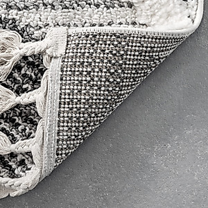 nuLOOM Prissy Abstract Trellis Textured Shaggy Tassel Area Rug, 8x10, Grey