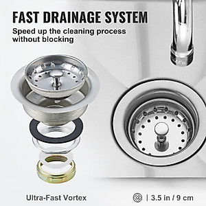 VEVOR Stainless Steel Sink, 1 Compartment Free Standing Small Sink Include Faucet & legs, 18"x41" Commercial Single Bowl Sinks for Garage, Restaurant, Kitchen, Laundry, NSF Certified