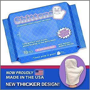 Shittens Disposable Mitten-Shaped Wet Wipes, 10 Count…