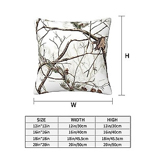 WURTON White Trees Camo Print Throw Pillow Covers, Soft Square Cushion Case,for Sofa, Couch,Bed Chair-18 X 18 Inch