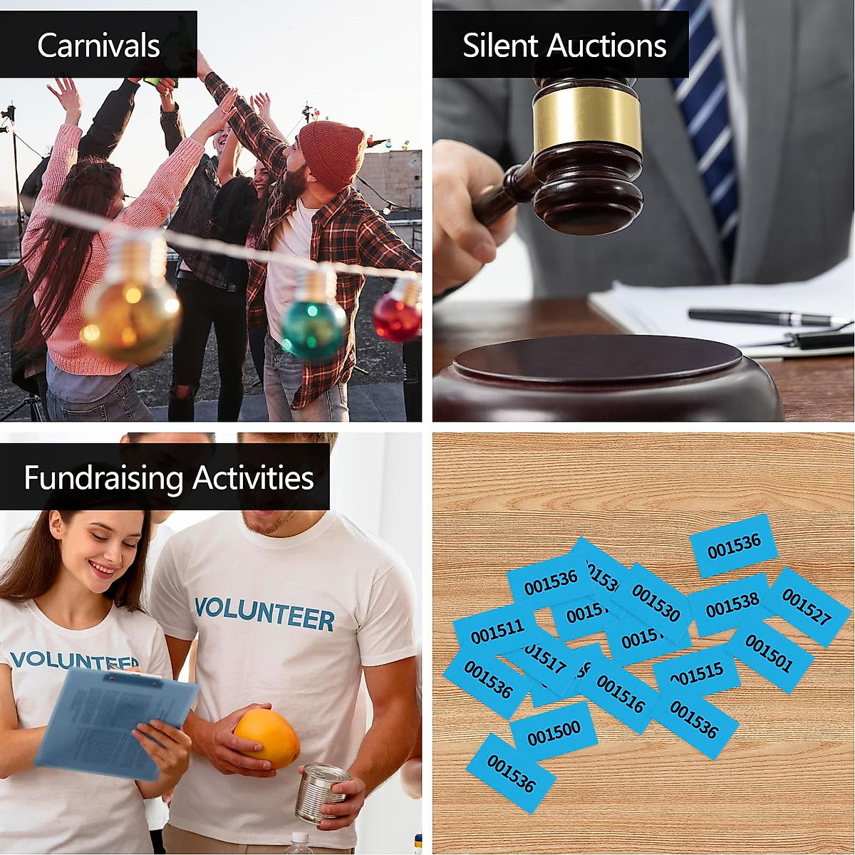 500 Pieces Basket Tickets Auction Chinese Ticket Raffle Fundraiser Tickets Sheets Blue 3.5"×4.5" for Events Silent Carnival Drink Door Prize Penny Auction-500 Numbers