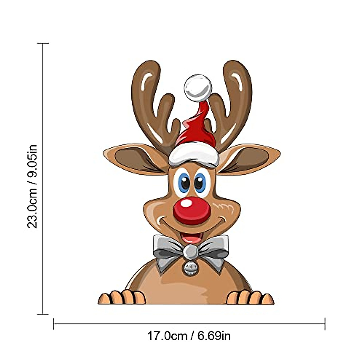 Dreothy Christmas Decor Reindeer Peeking Sticker, Car Window Decals Vinyl Waterproof Stickers for Cars Truck SUV Laptop Bumper Car Stickers and Decals (Christmas Reindeer)