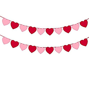 Felt Heart Banner Valentines Day Garland for Wedding Anniversary Birthday Home Party Decorations Pack of 2 by Baryuefull