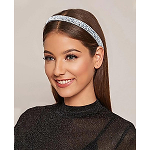 Wecoe Rhinestone Headband Women Silver Grey Comb Headband with Teeth Bling Sparkly Beaded Headband Non Slip Fashion Hair Band Birthday Holiday Homecoming Hair Accessories For Women Girls Gifts