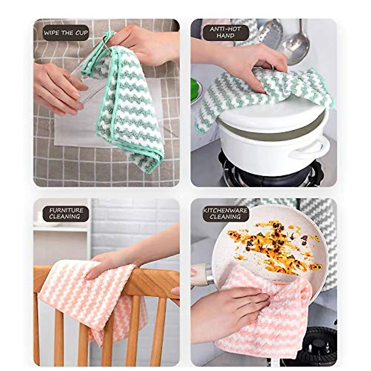 YOHOTA Kitchen Towels-Microfiber Cleaning Cloth,Pack of 9,Size:10" x 10",Dish Cloths for Washing Dishes,Dish Rags for Drying Dishes Kitchen Wash Clothes and Dish Towels.