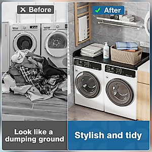 Washer Dryer Countertop 27.5" W x 54" L Laundry countertop for Storage and Organization with Edge Rails, Black