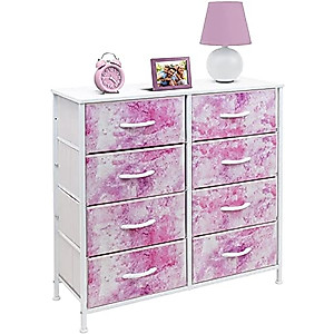 Sorbus Dresser with 8 Drawers - Furniture Storage Chest Tower Unit for Bedroom, Hallway, Closet, Office Organization - Steel Frame, Wood Top, Easy Pull Fabric Bins (8-Drawer, Pink)