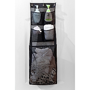 ALYER Multifunctional Over The Door Laundry Basket,Behind The Door Storage Organizer for Laundry,RV,Dorm,Bathroom,Bedroom,Pantry, Nursery,Kitchen,Black