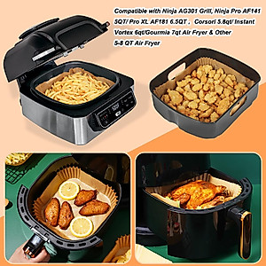 BYKITCHEN Air Fryer Sheets Liners for Ninja AG301 Grill, AF141, Cosori Air Fryer, 9 Inch Square Air Fryer Parchment Paper Filters for 5 to 8 Qt Basket, Ninja Foodi Grill Accessories (Set of 100)