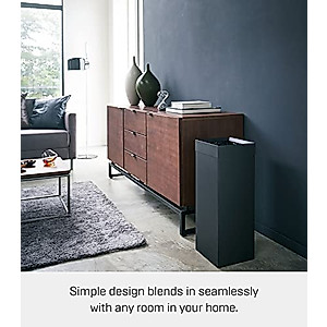 YAMAZAKI home 4489 Tall Trash Can-Modern Garbage Waste Basket with Handle, One Size, Black