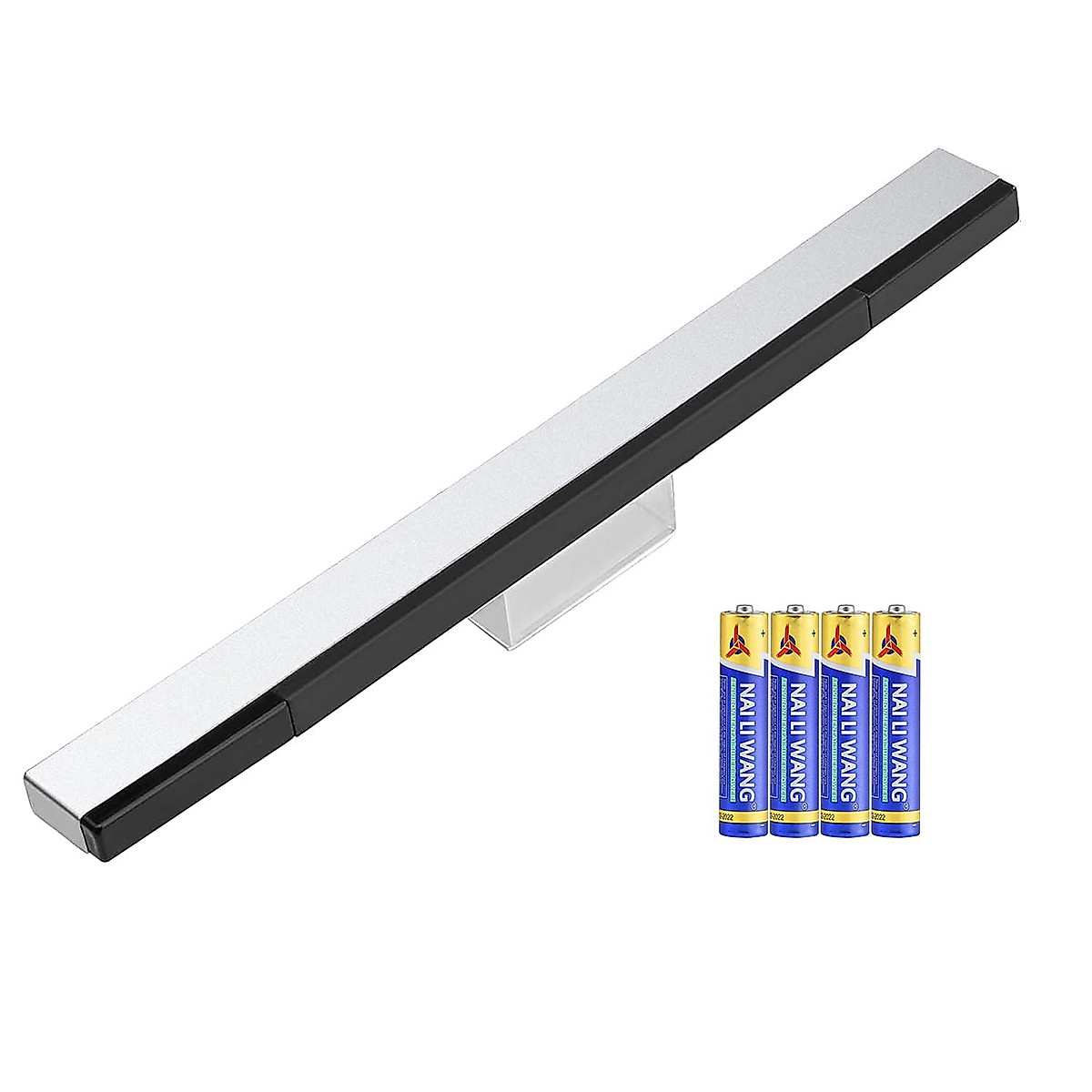 Replacement Wii Wireless Sensor Bar, Infrared IR Ray Motion Sensor Signal Receiver for Nintendo Wii and Wii U Console with Stable Stand and 4 AAA Batteries(Black)