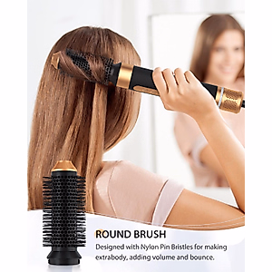 Hair Dryer Brush, PRITECH Blow Dryer Brush Set with Diffuser, 7 in 1 Hair Styling Tools 110000 RPM High Speed Volumizer Drying, Ionic Hairdryer Curler Straightener,Curling Wand