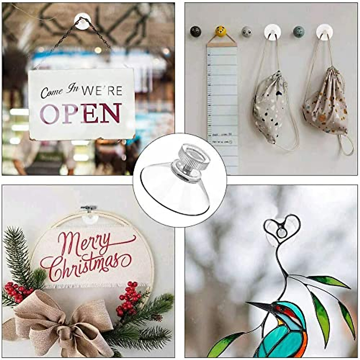 12pcs 53mm Glass Sucker Wall Hanger Pads Clear Screw Hooks Suction Cup Holder Transparent and Strong PVC Sucker Hook, Waterproof Storage and Fixation of Foot Pad