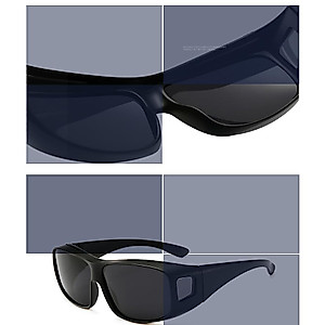 DOKOMUCHOS 2 Pack Super Dark Black Lens Fit Over Wraparound Sunglasses UV Protection Shades Migraine Sensitive Eyes Sunglass (Black)